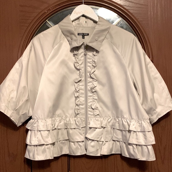 Samuel Dong | Jackets & Coats | Samuel Dong Shiny Beige Ruffle Tiered ...